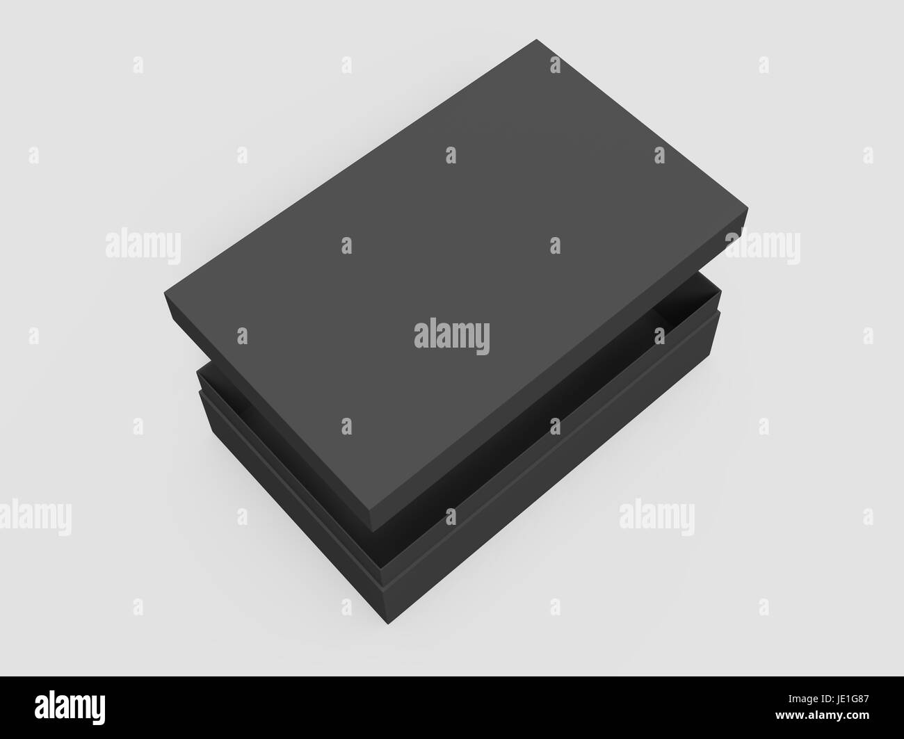 black 3d rendering blank rectangular tilt box with float separate lid ...