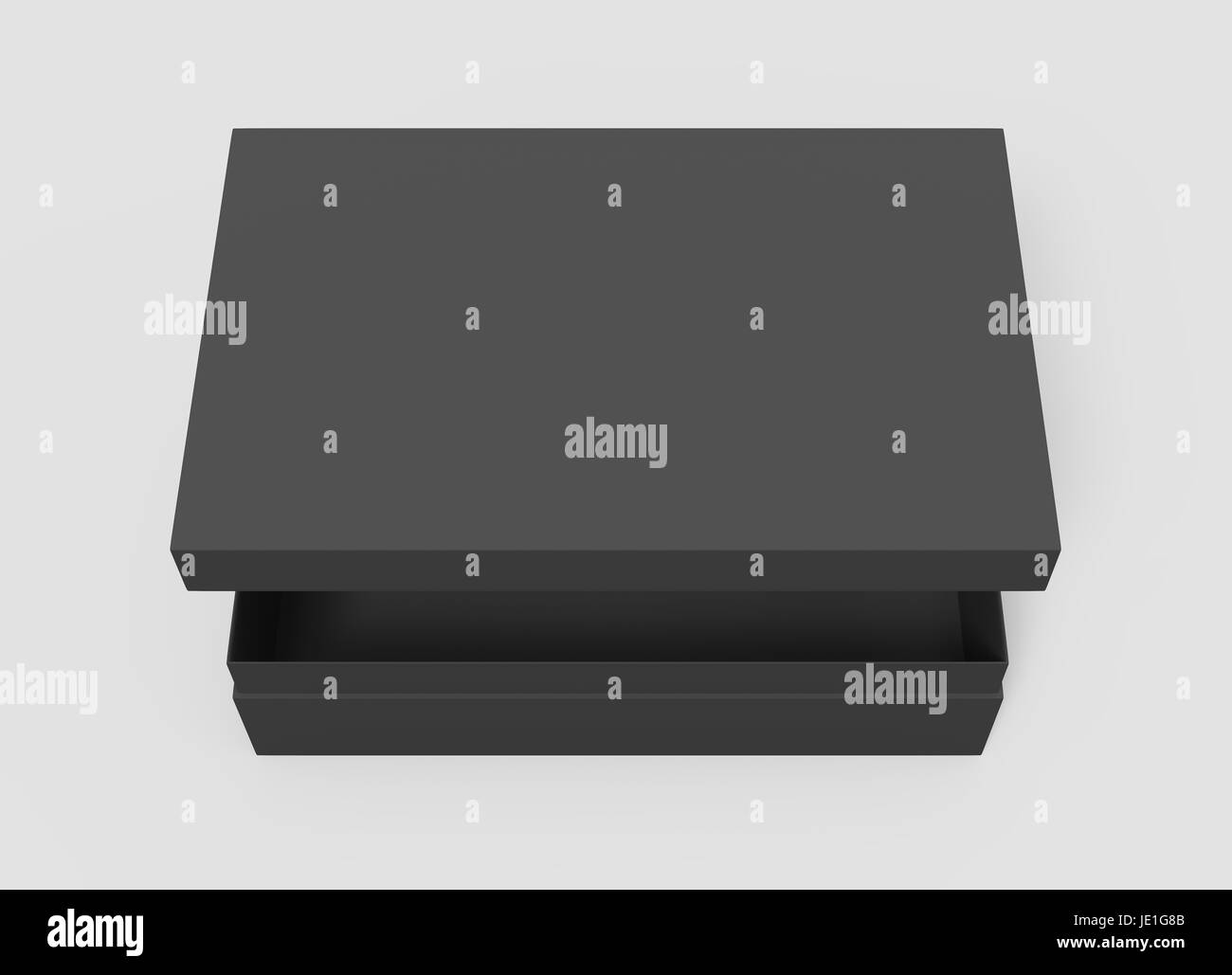 black 3d rendering blank rectangular box with float separate lid ...