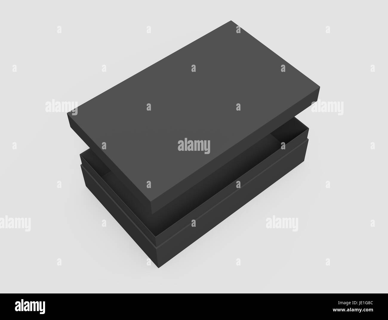 black 3d rendering blank rectangular tilt box with float separate lid ...