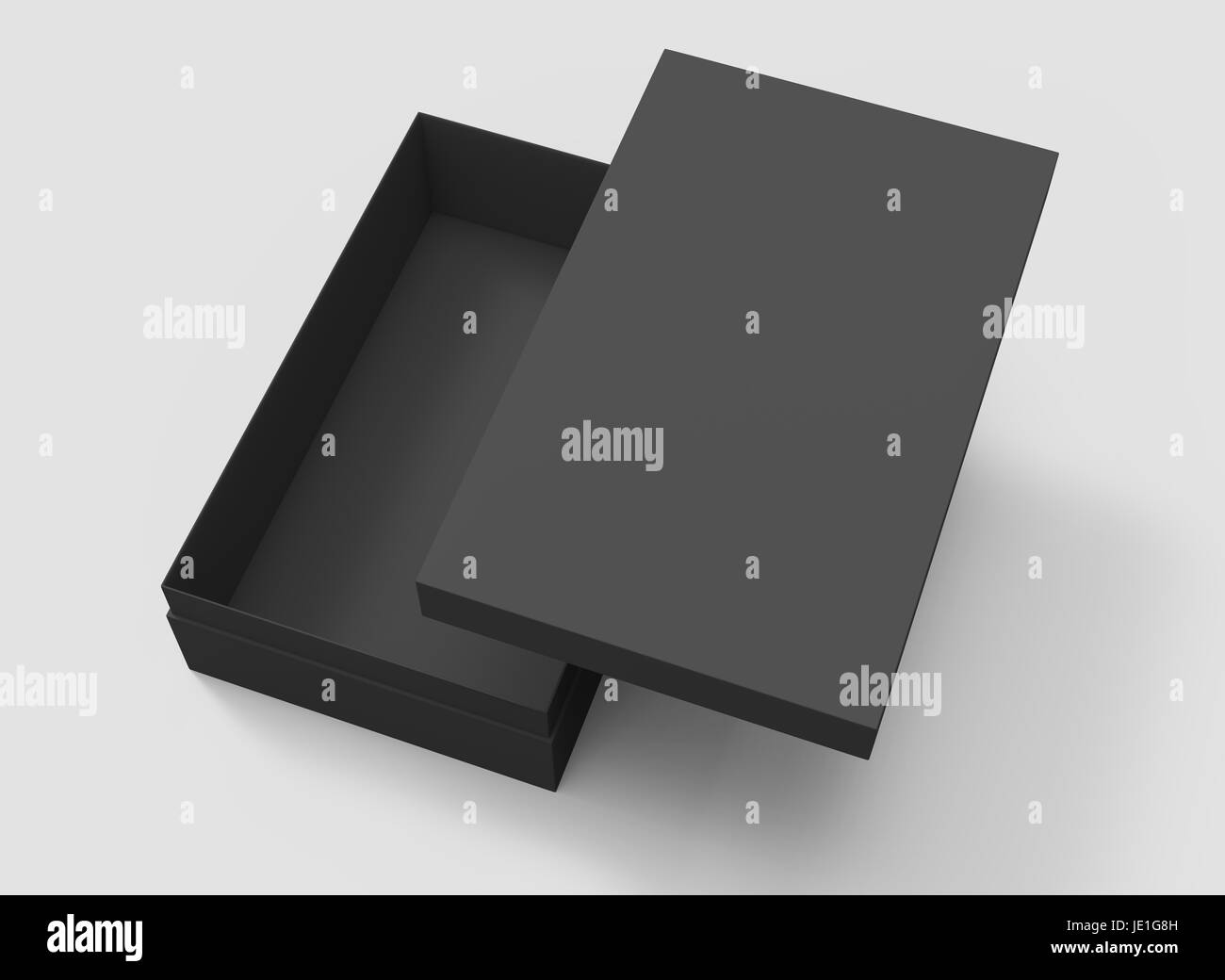 elevated view black 3d rendering blank rectangular tilt box with float ...