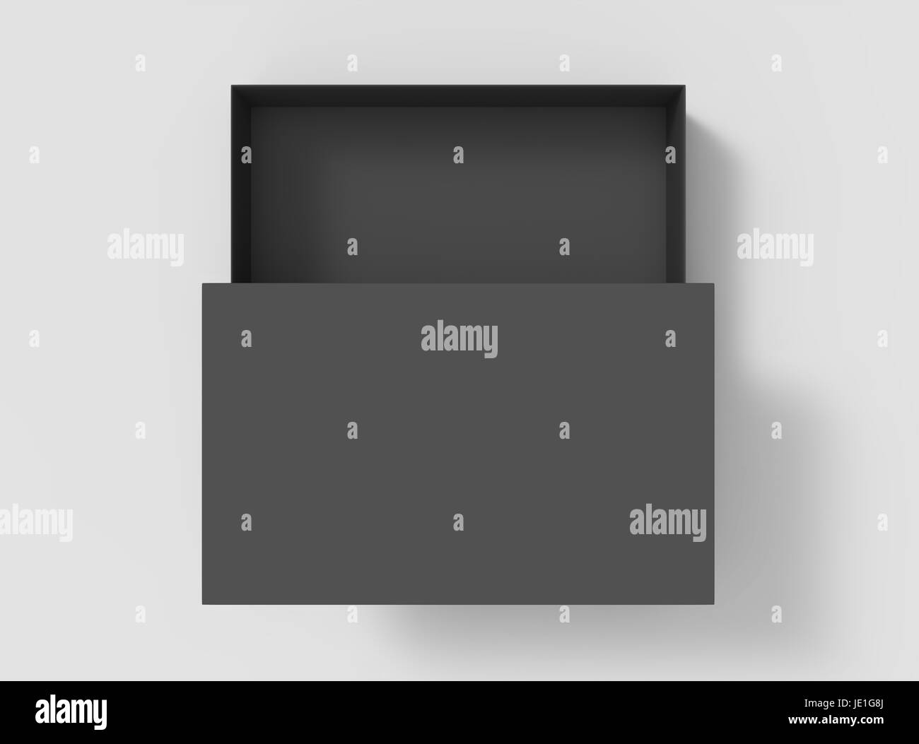 top view black 3d rendering blank rectangular box with separate lid ...