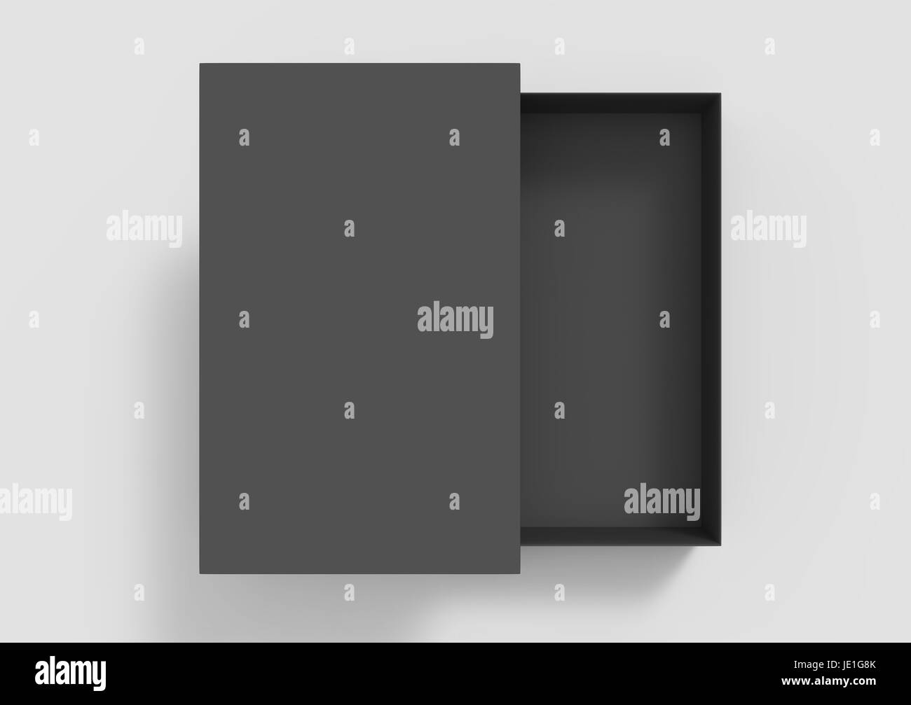 top view black 3d rendering blank rectangular box with separate lid ...