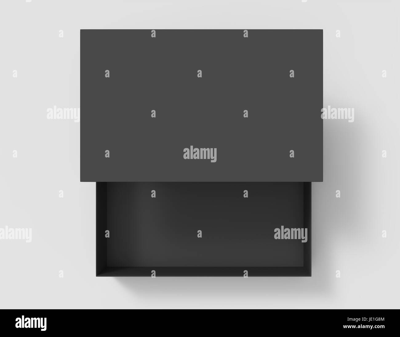 top view black 3d rendering blank rectangular box with separate lid ...