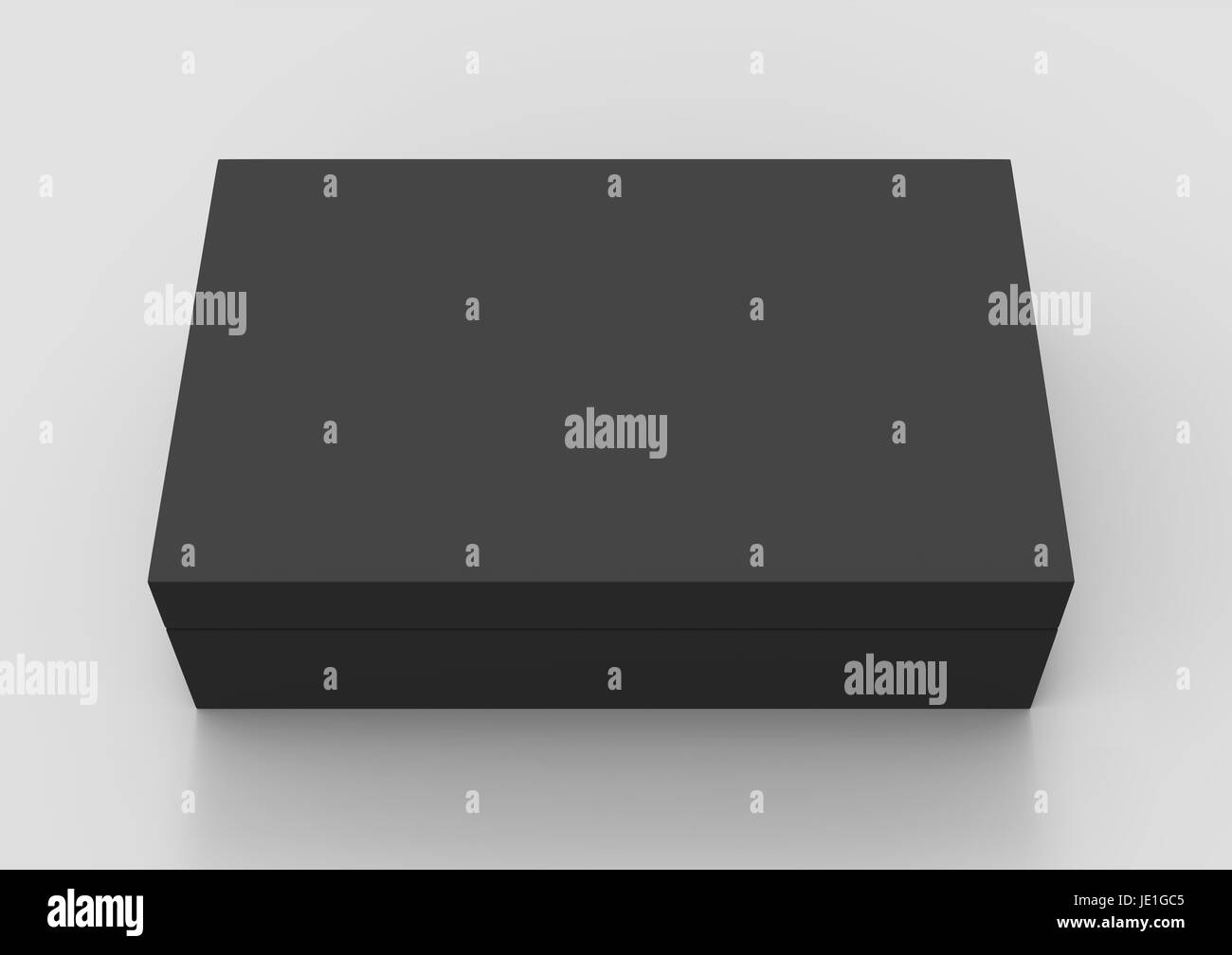 black 3d rendering blank rectangular box with separate lid, isolated ...