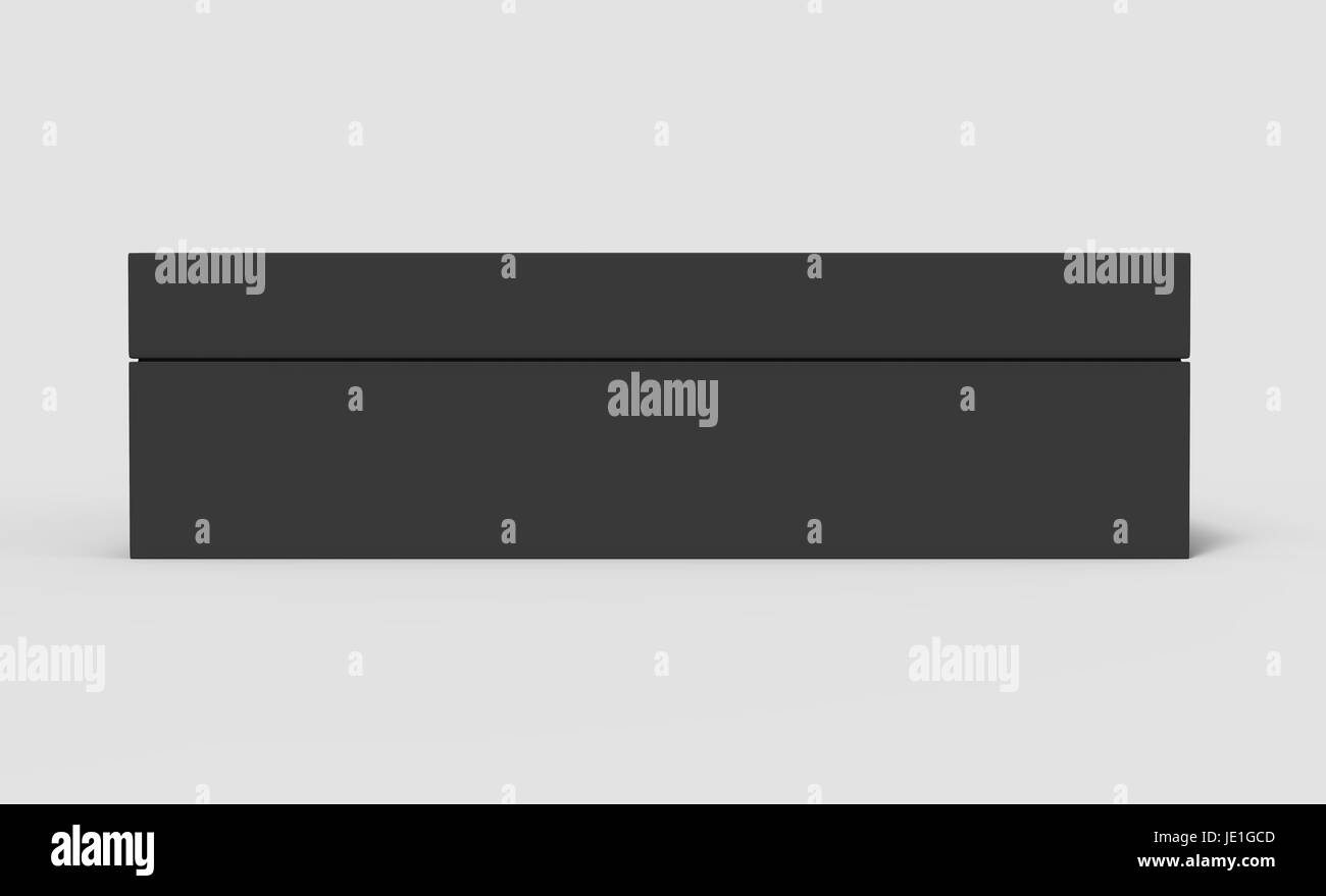 black 3d rendering blank rectangular box with separate lid, isolated ...