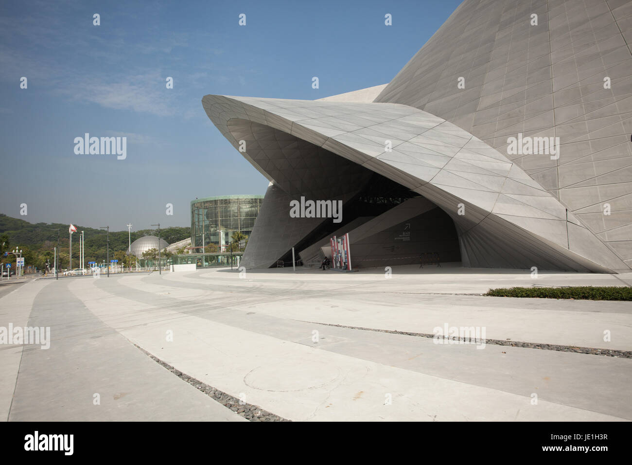 Shenzhen museum building at sunny day; Shenzhenn public library ...