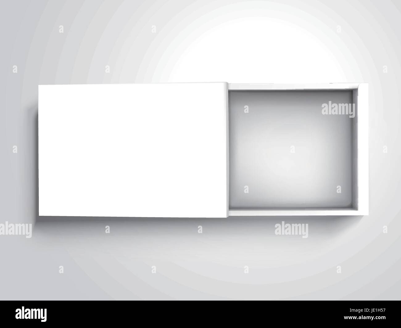 flat blank half open box with separate lid, isolated silver gray ...