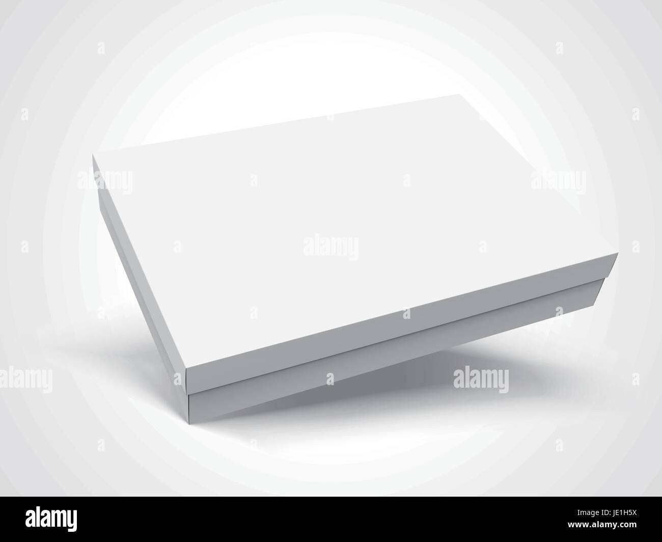 slanting left tilt flat blank box with lid, isolated white background ...