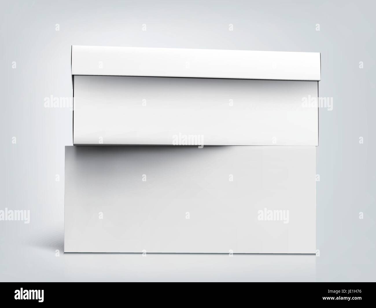 two blank long boxes stacking, isolated blue gray background, 3d ...