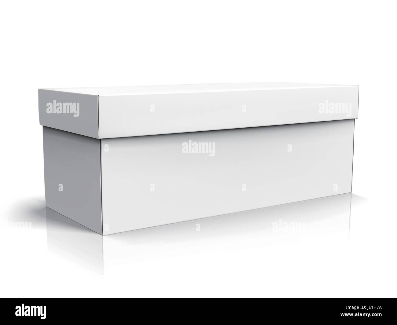 left tilt blank long box with lid, isolated white background, 3d ...
