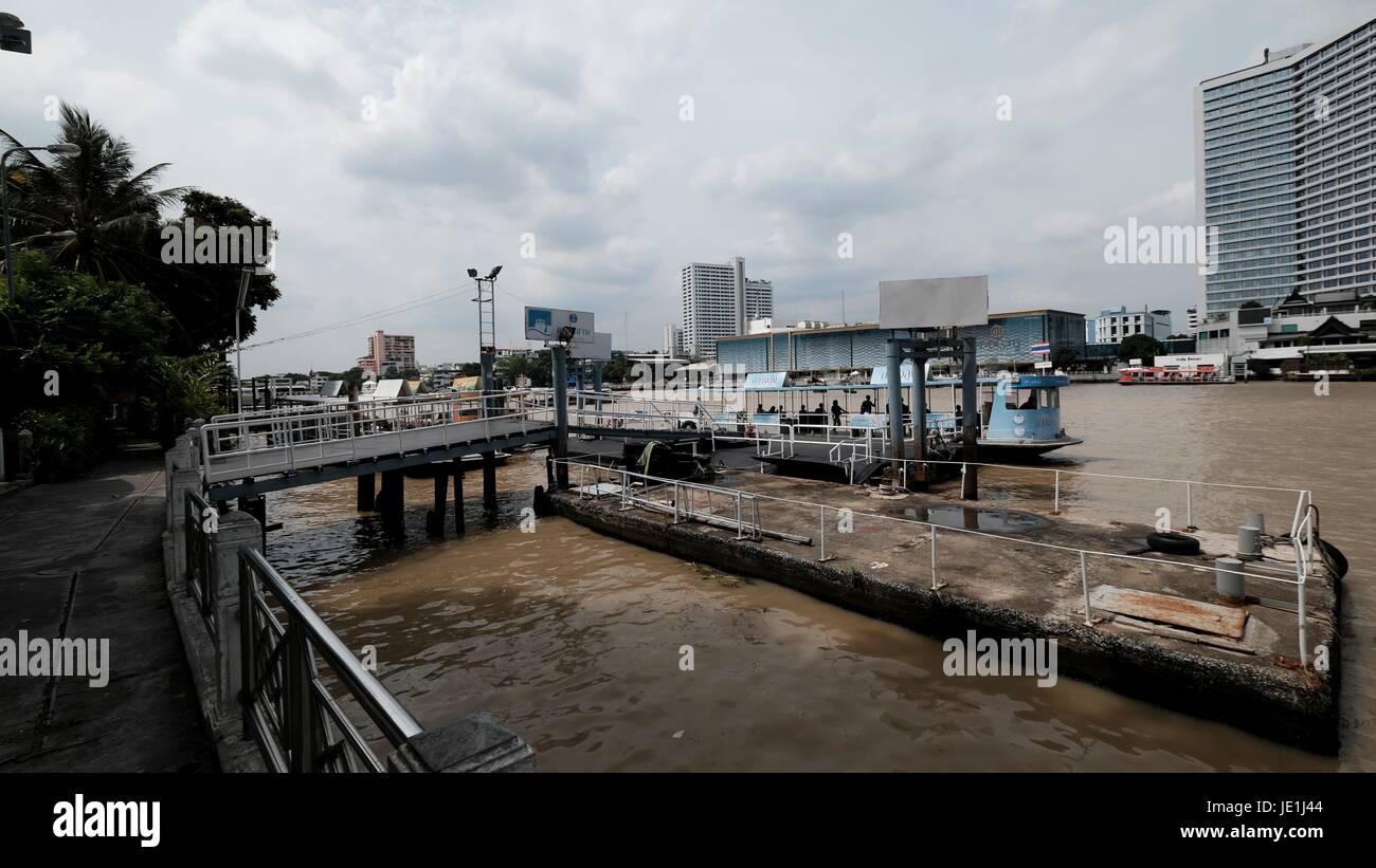 Ferry Boat Dock Chao Phraya River Thonburi Bangkok Thailand South East ...