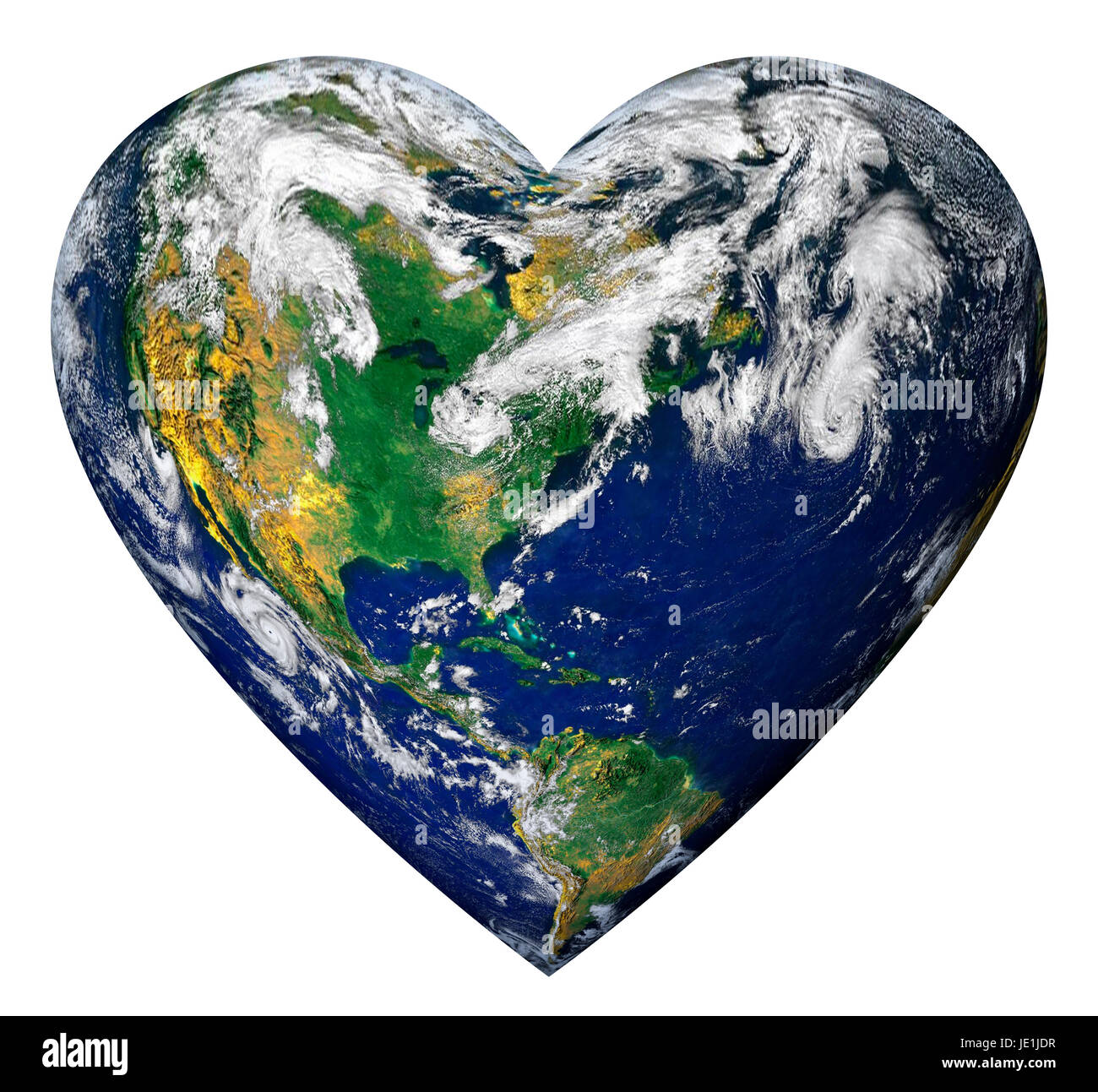 The planet earth shaped as a heart and isolated from the background ...