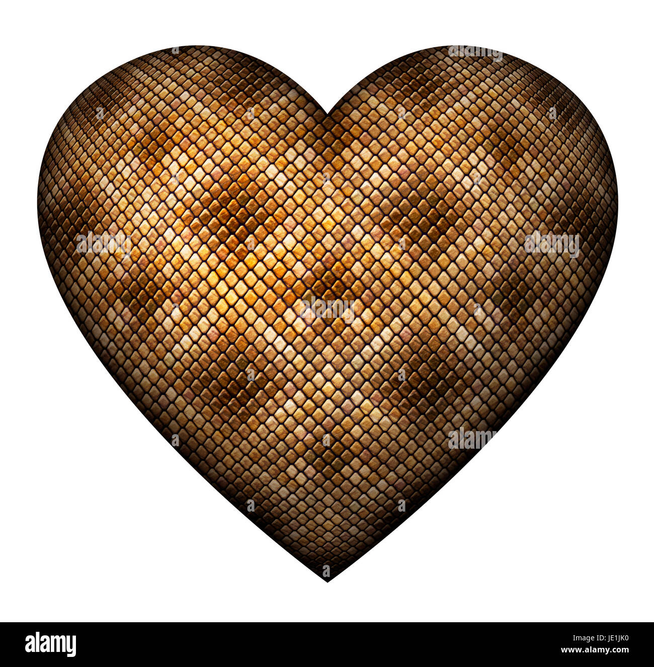 Digital illustration of a snake skin patten in the shape of a heart ...