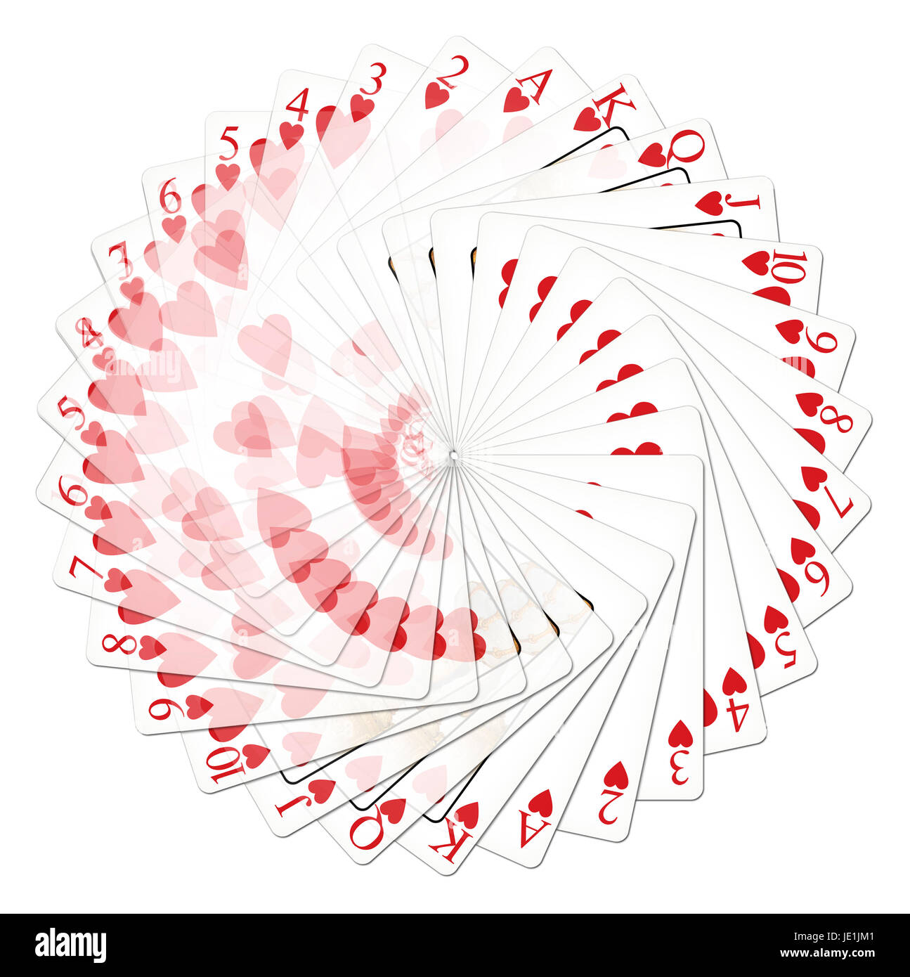 My illustration of heart playing cards fanned in a circle with some ...