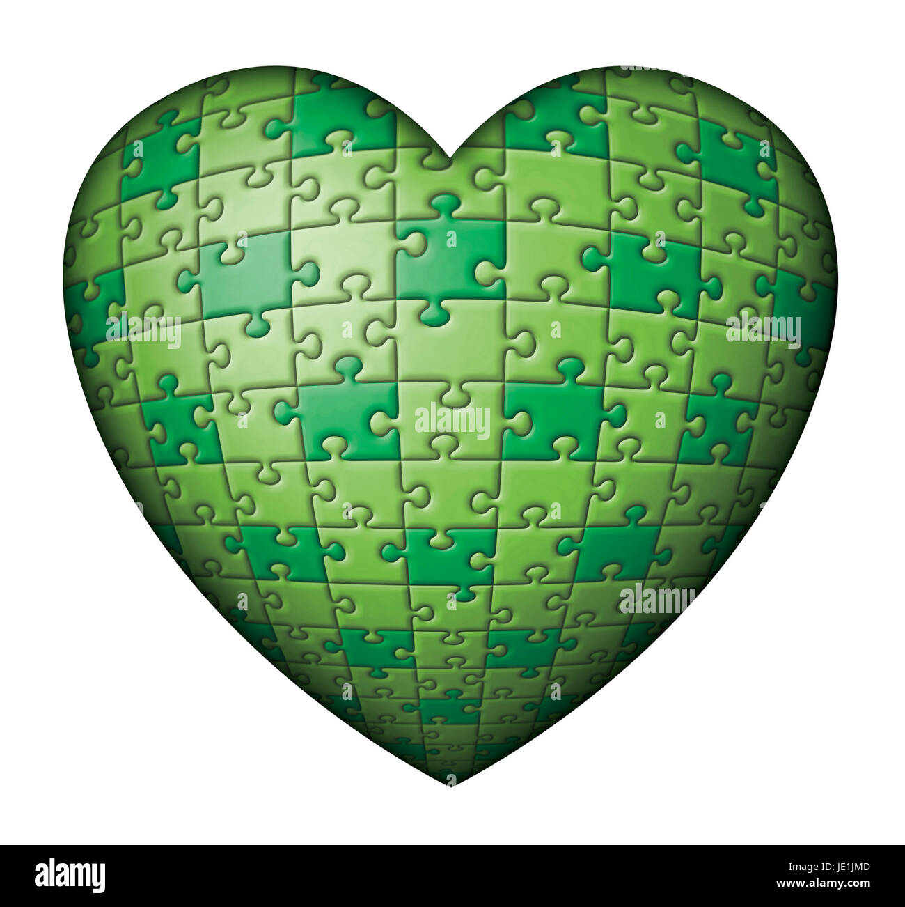 Digital illustration of a green heart shaped puzzle Stock Photo - Alamy