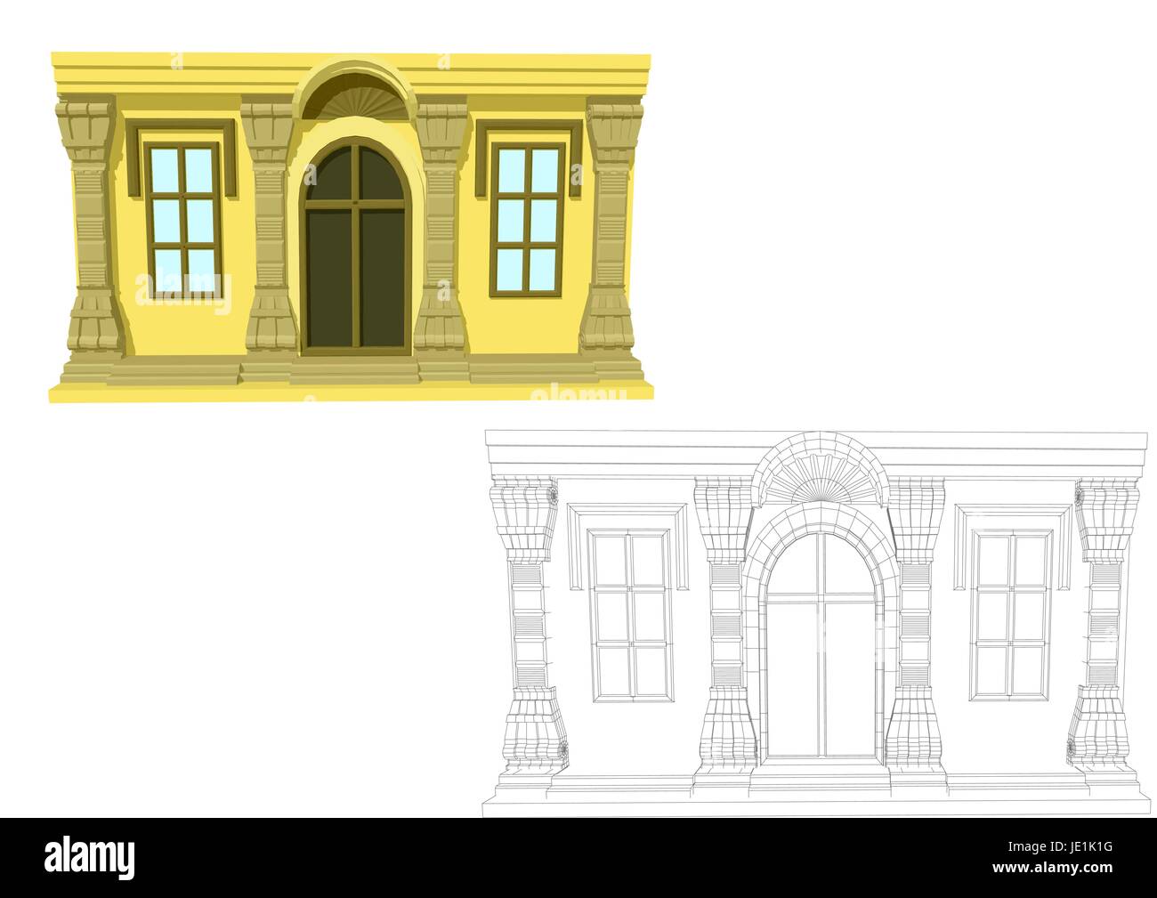 Two white windows facade Cut Out Stock Images & Pictures - Alamy