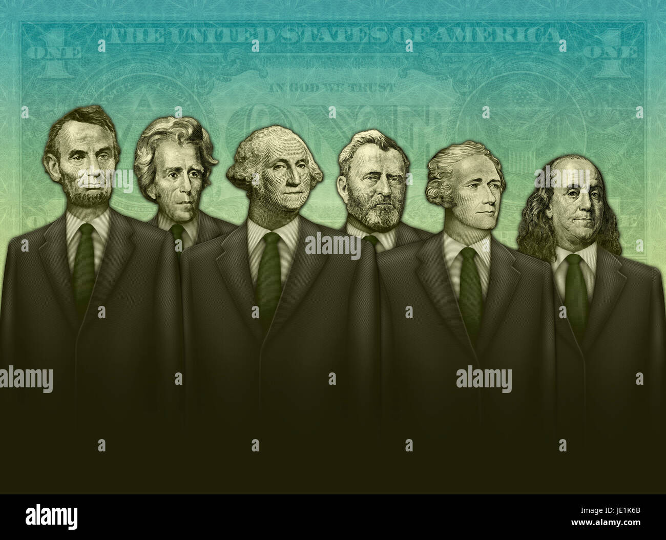 Photo-Illustration using parts of U.S. currency bills retouched and re ...