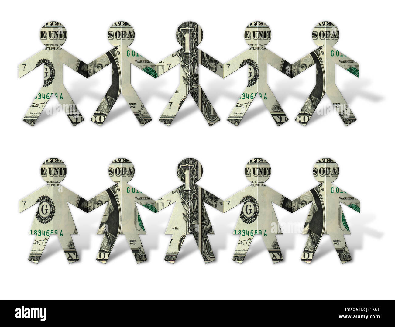 Photo-illustration of paper "dollar" cutouts Stock Photo - Alamy