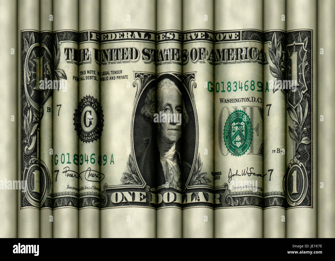 Photo illustration of a rolling wavy U.S. one dollar bill Stock Photo ...
