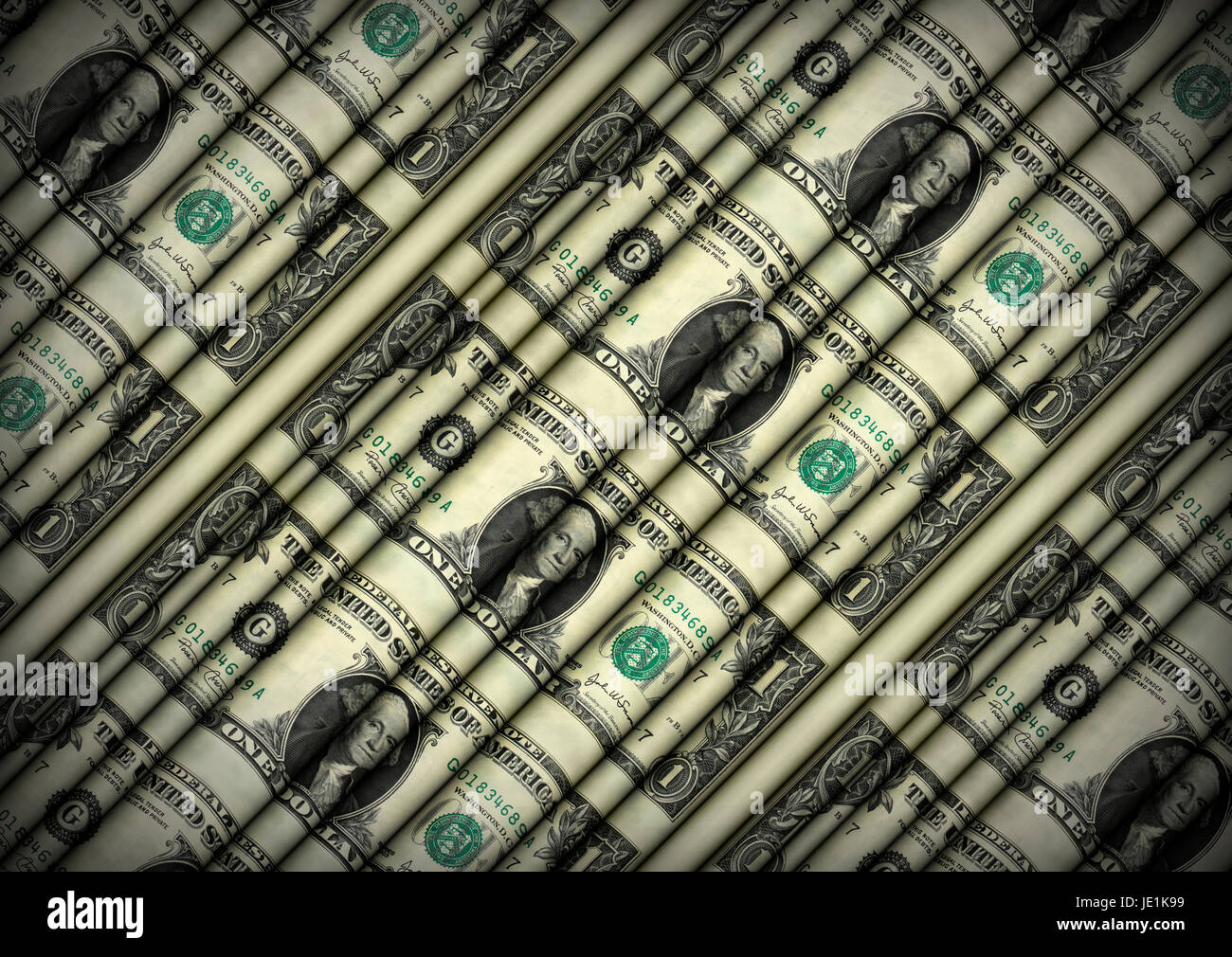 Photo illustration of a rolling wavy sheet of U.S. one dollar bills ...