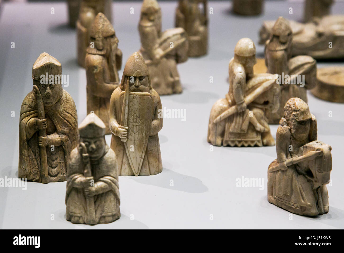 Ancient chess made from walrus ivory and whale tooth. Medieval Europe ...