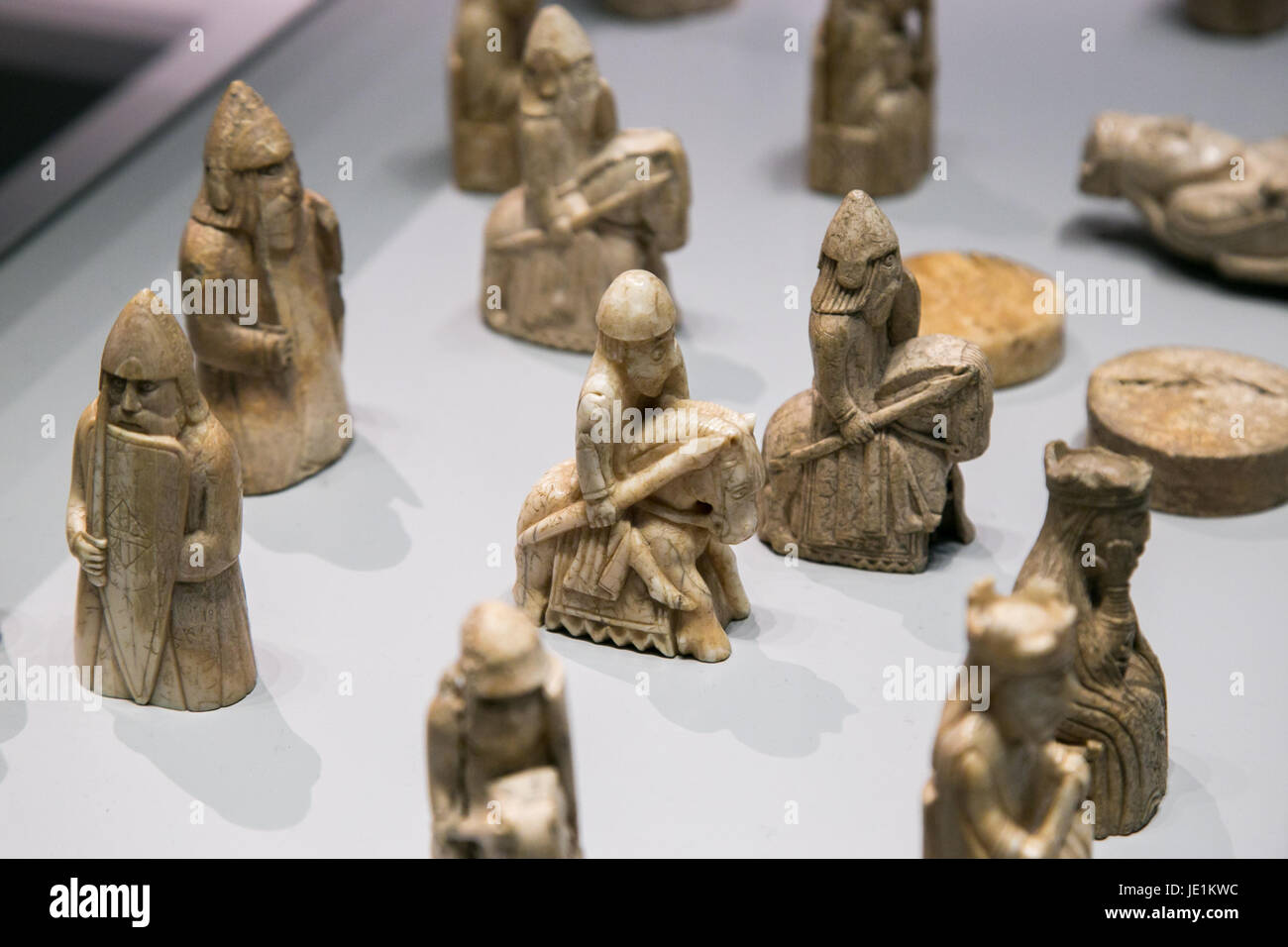 Ancient chess made from walrus ivory and whale tooth. Medieval Europe ...