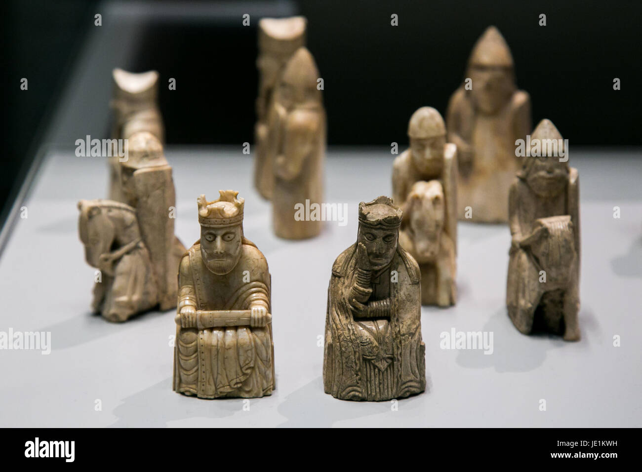 Ancient chess made from walrus ivory and whale tooth. Medieval Europe ...