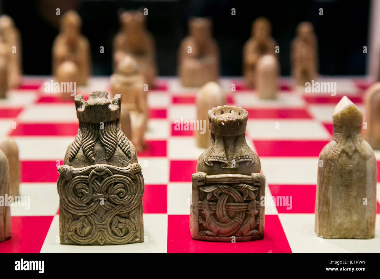 Ancient chess made from walrus ivory and whale tooth. Medieval Europe ...