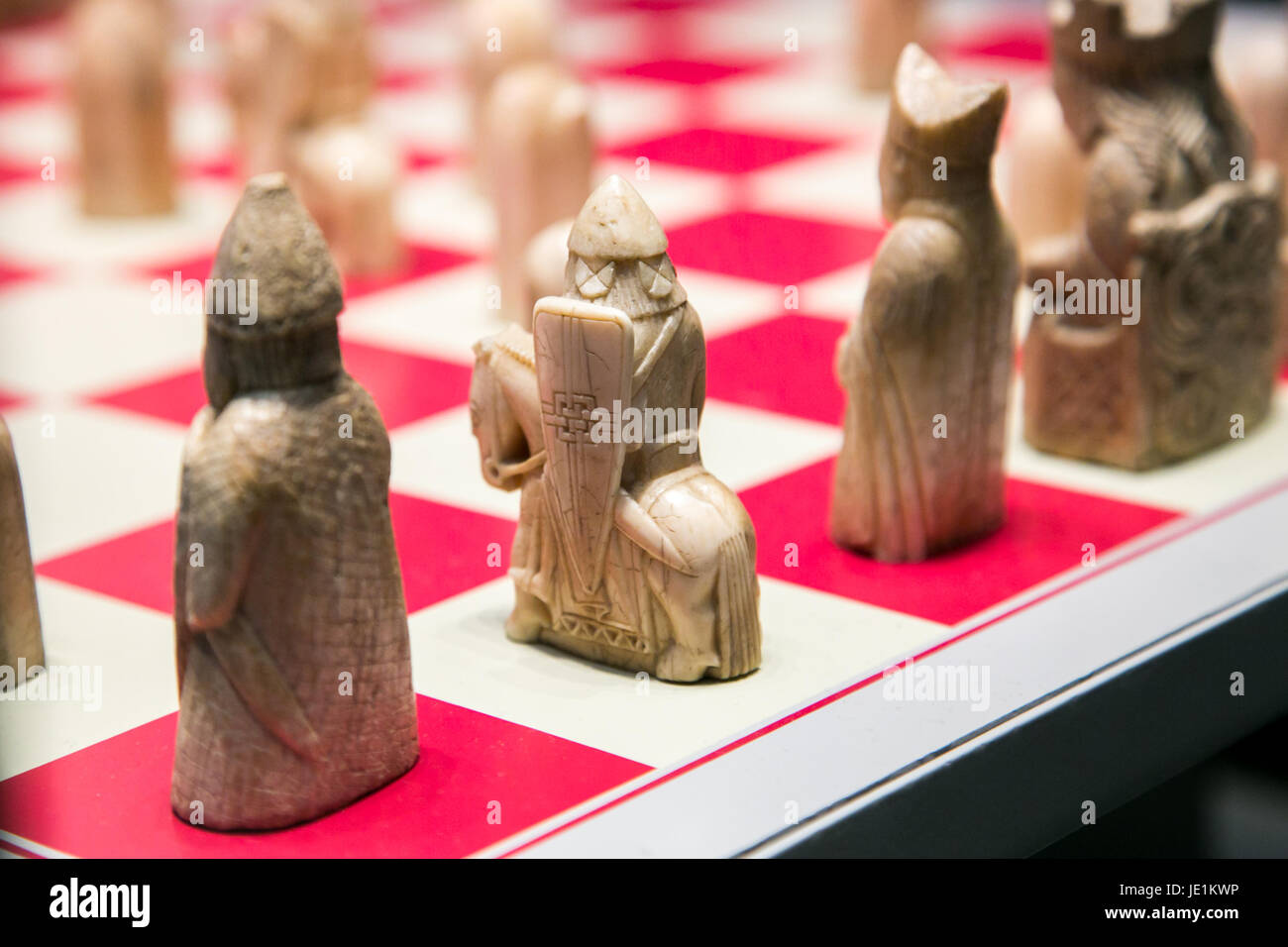 Ancient chess made from walrus ivory and whale tooth. Medieval Europe ...