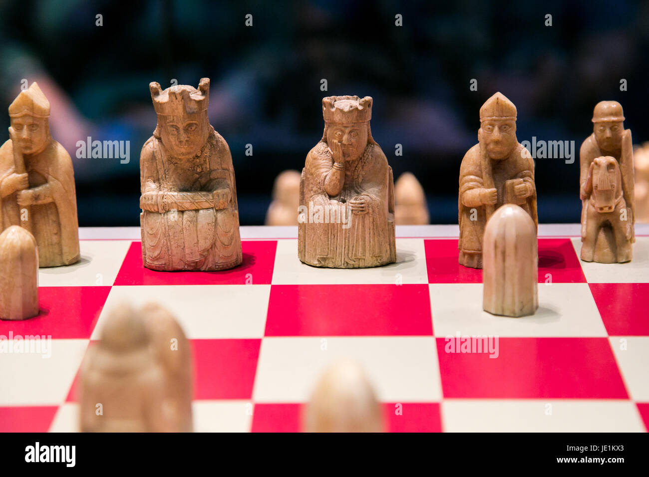 Ancient chess made from walrus ivory and whale tooth. Medieval Europe ...