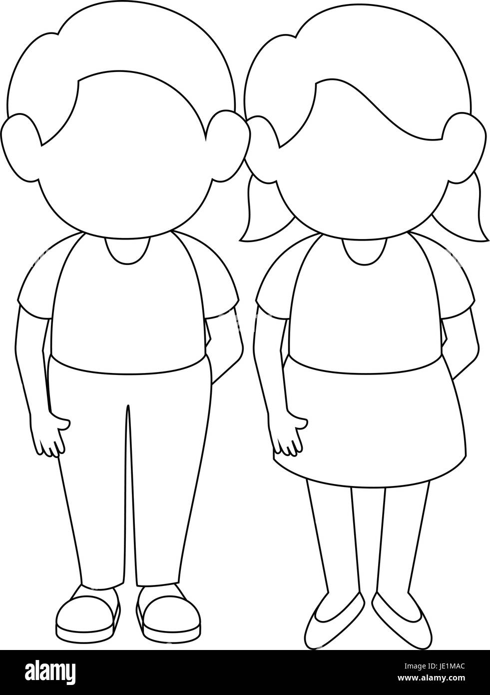 girl and boy stand up icon vector illustration graphic design Stock ...
