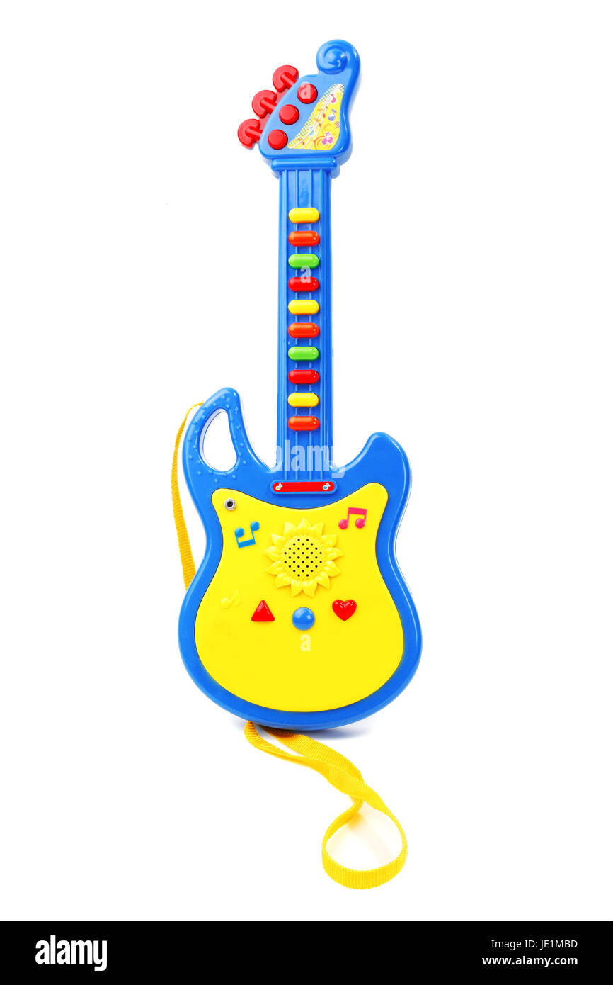 blue children's guitar isolated on white background Stock Photo - Alamy
