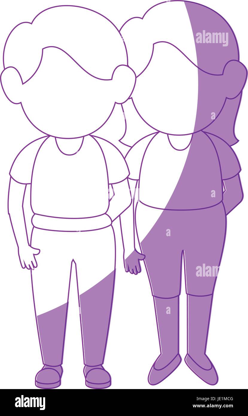 girl and boy stand up icon vector illustration graphic design Stock ...