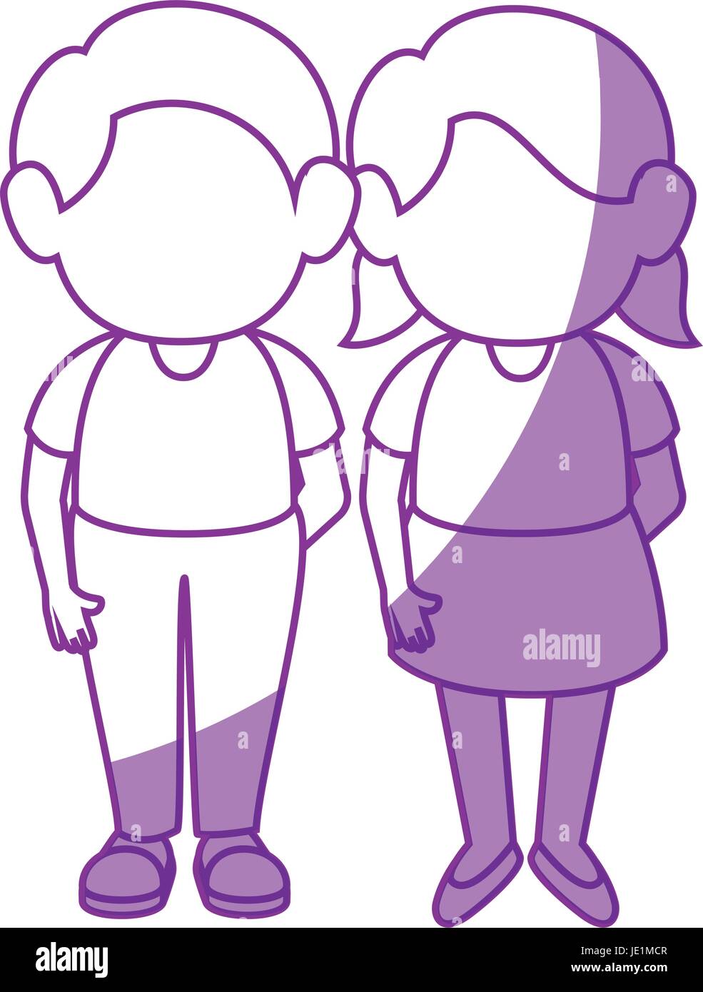 girl and boy stand up icon vector illustration graphic design Stock ...