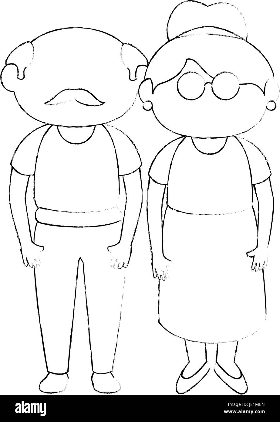 grandmother and grandfather stand up icon vector illustration graphic ...