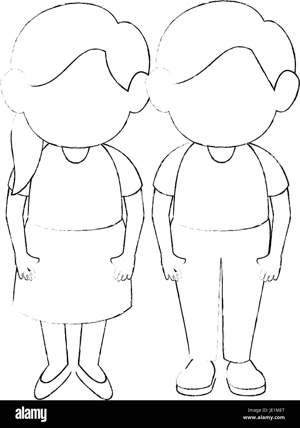girl and boy stand up icon vector illustration graphic design Stock ...