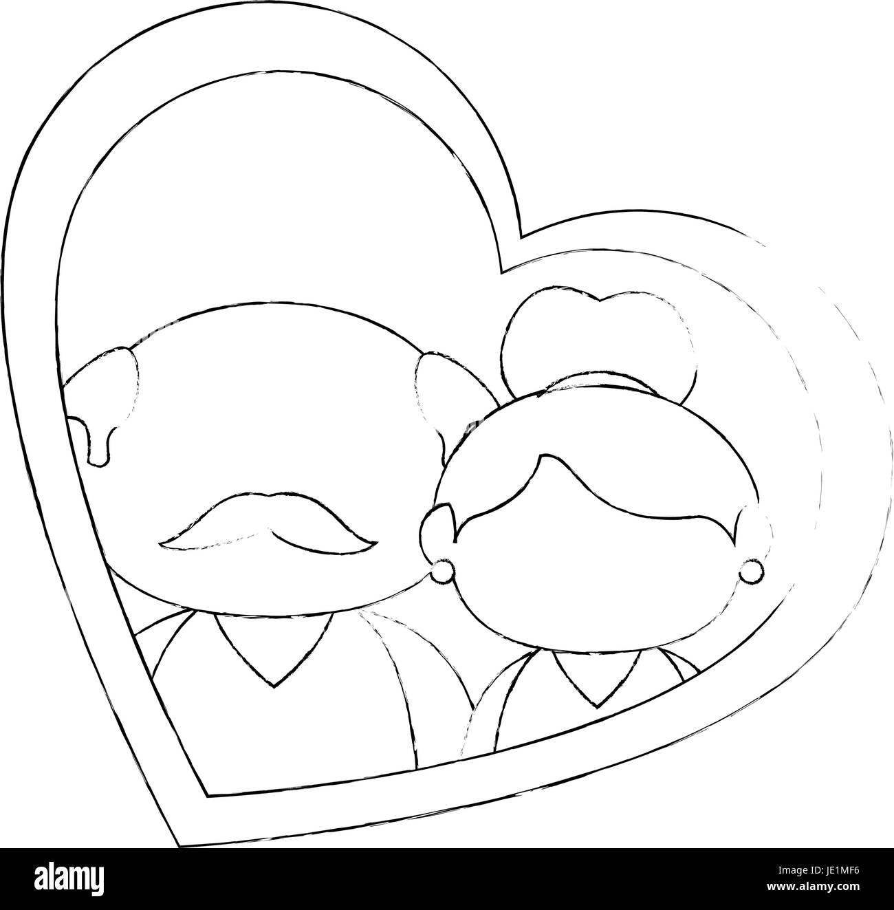 Old Couples In Love Drawings