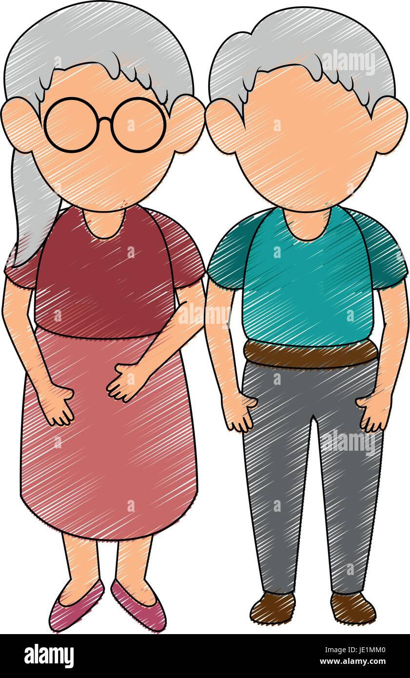 grandmother and grandfather stand up icon vector illustration graphic ...