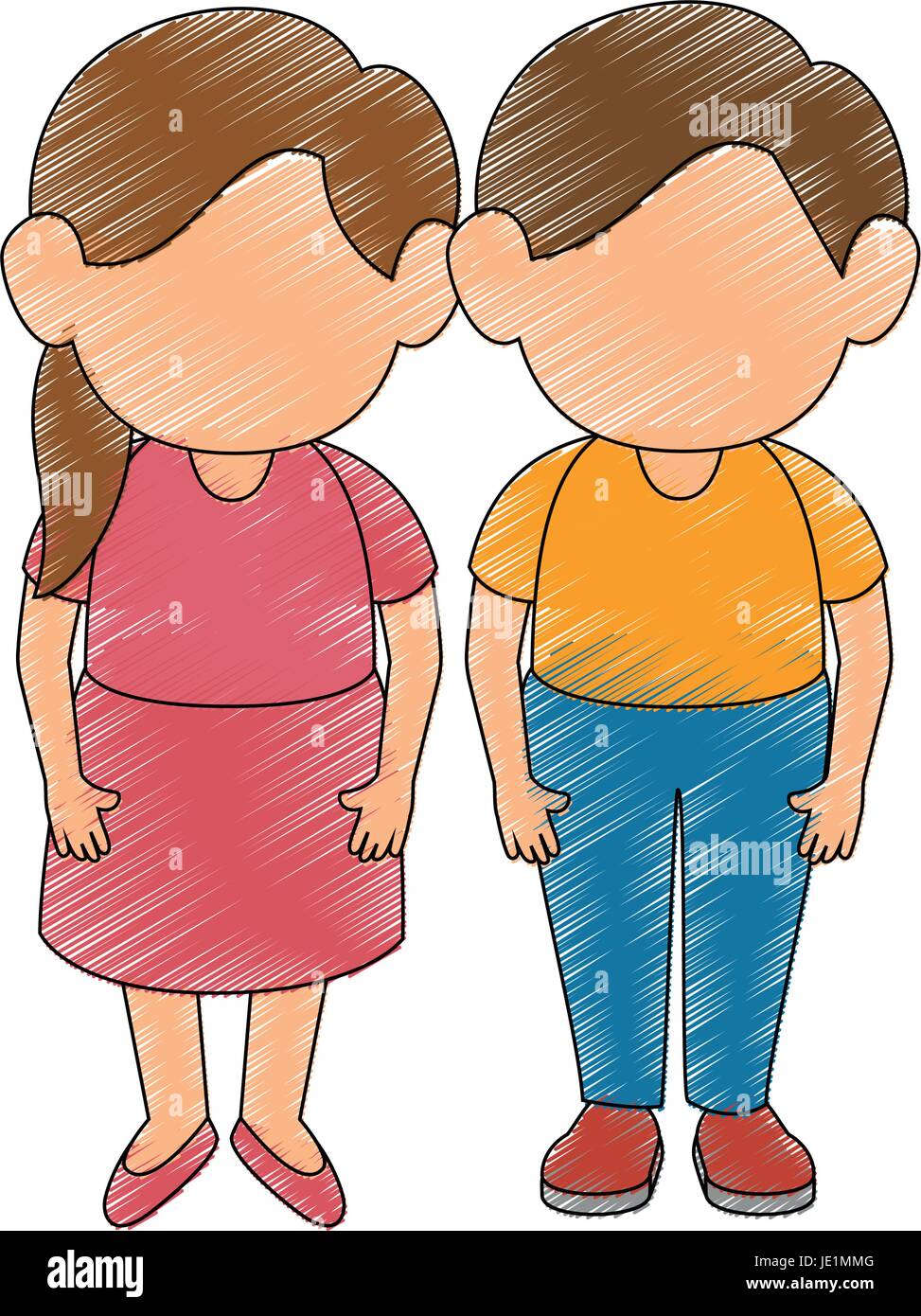girl and boy stand up icon vector illustration graphic design Stock ...
