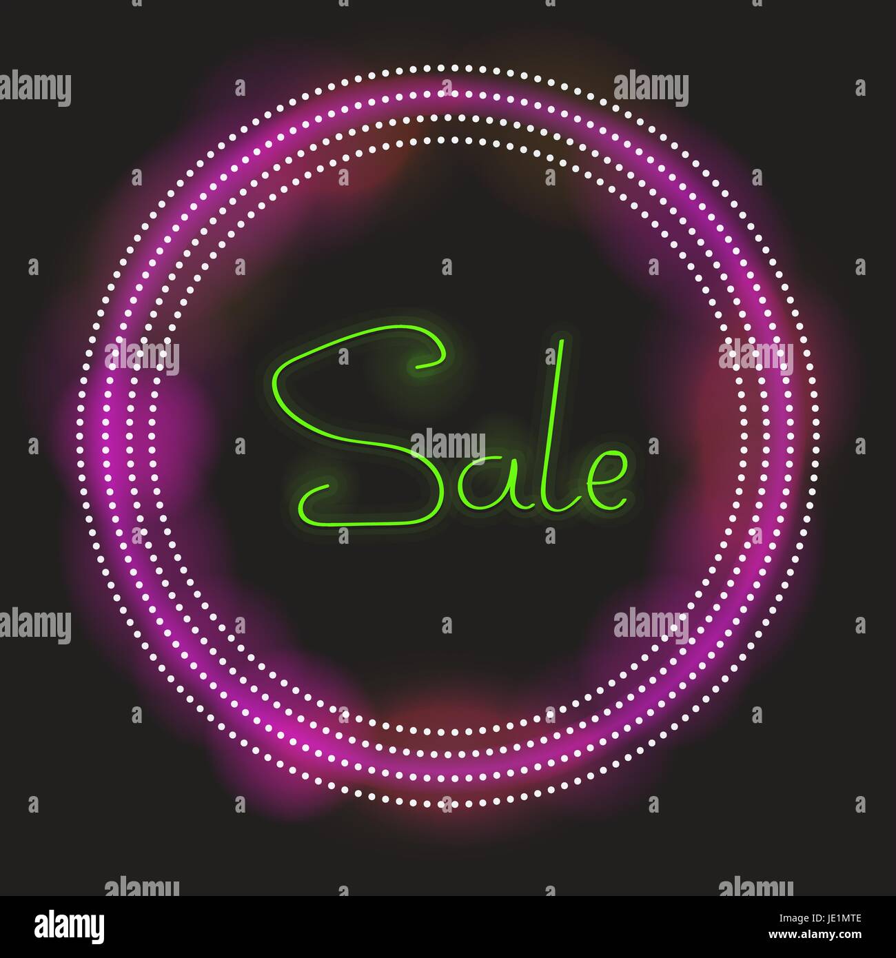 Sale calligraphy with glowing neon circle sign. Light vector background ...