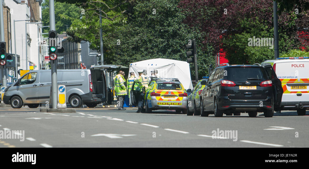 Scene of fatal collision involving cyclist on Fulham Road London ...