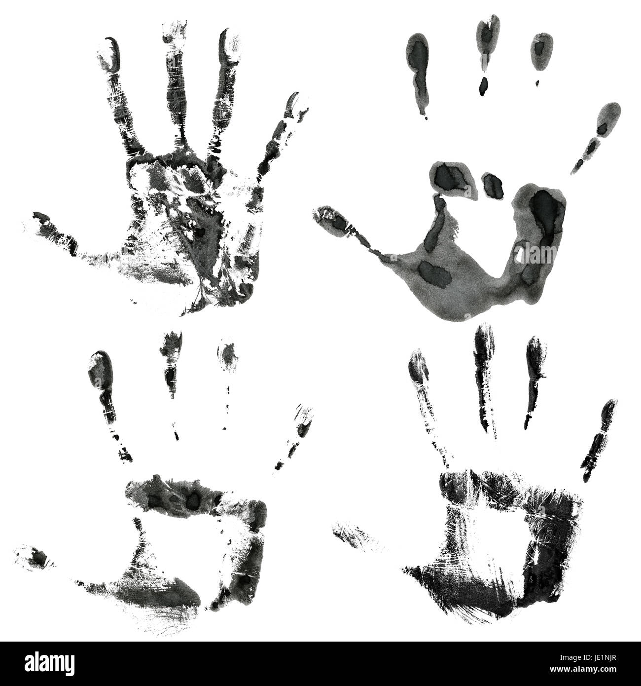 Black print of four hands isolated on a white background Stock Photo ...