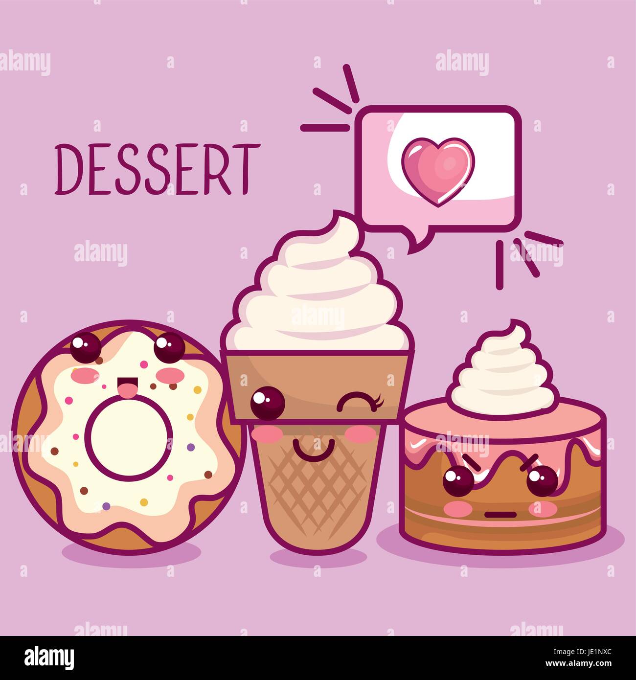 Kawaii donut ice cream Stock Vector Images - Alamy