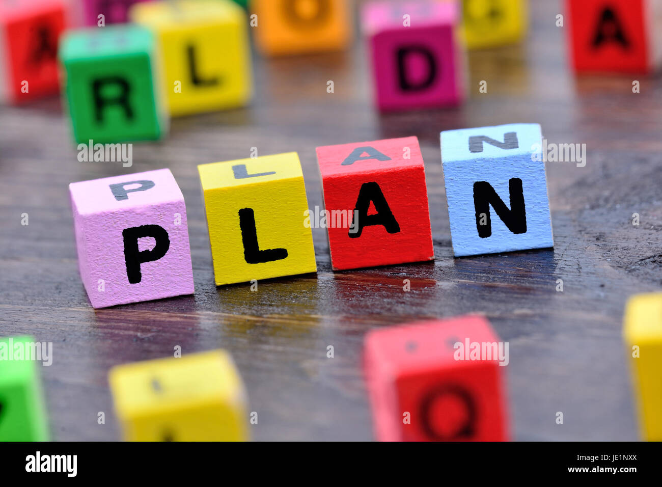 Plan word on wooden table Stock Photo - Alamy