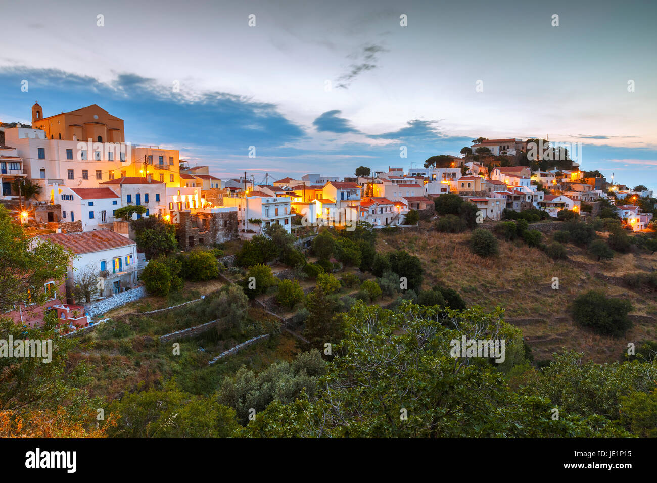 View of Ioulida village on Kea island in Greece Stock Photo - Alamy