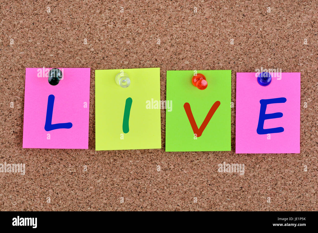 Live word on colorful notes Stock Photo - Alamy