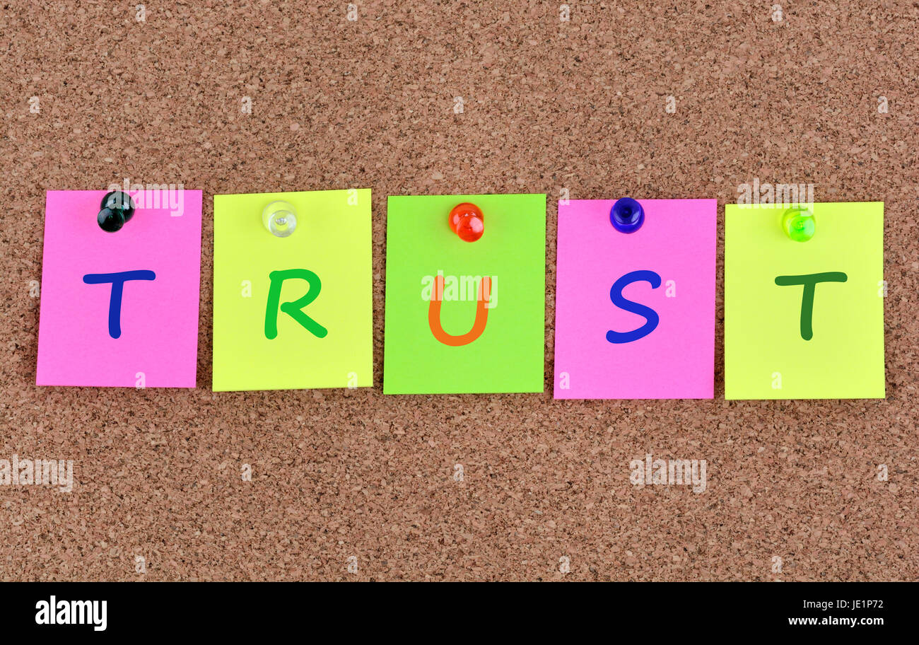 Trust word on colorful notes Stock Photo - Alamy