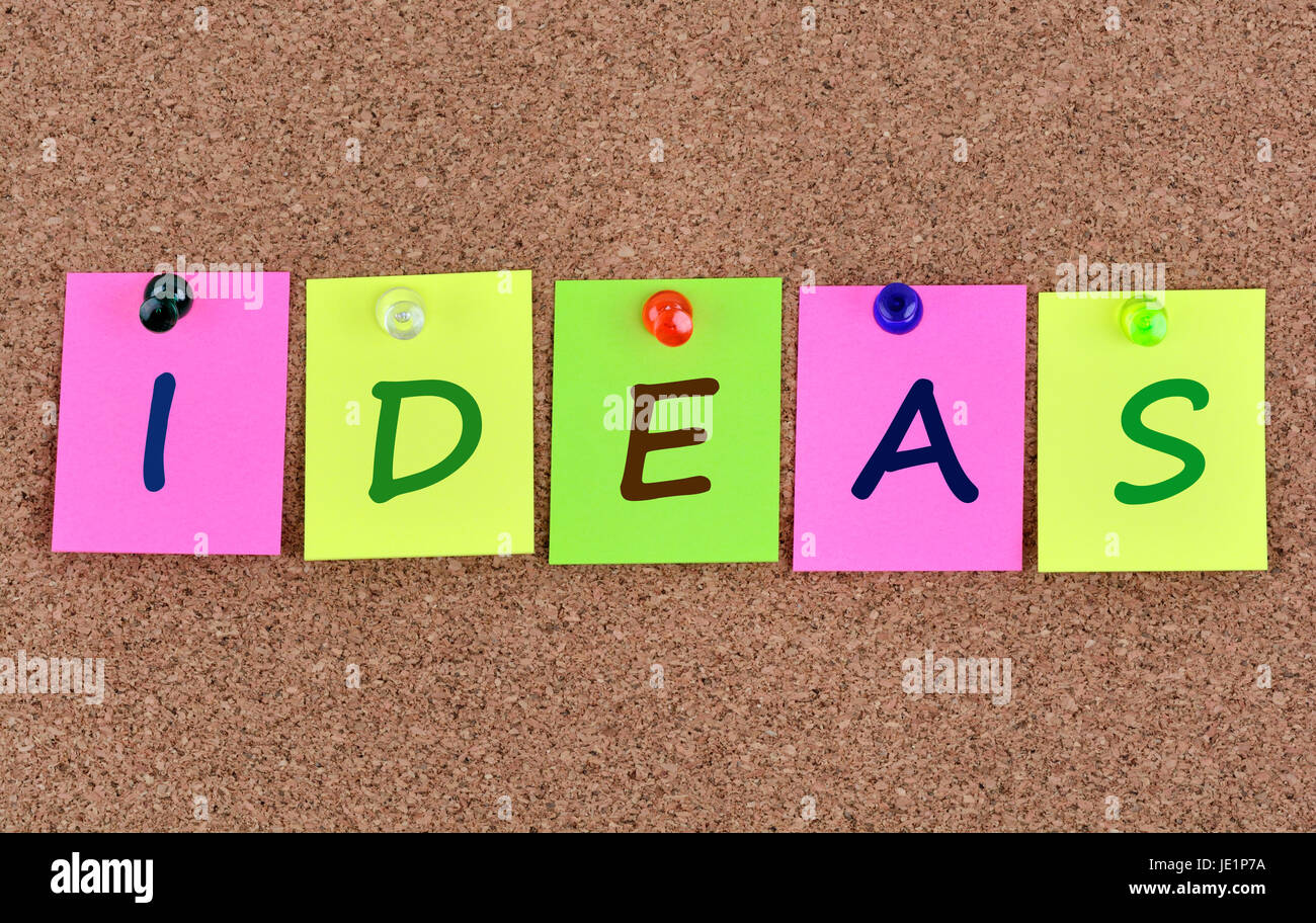 Ideas word on colorful notes Stock Photo - Alamy