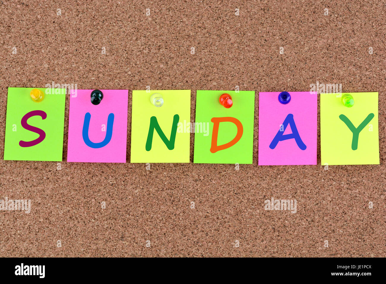 Sunday word on colorful notes Stock Photo - Alamy