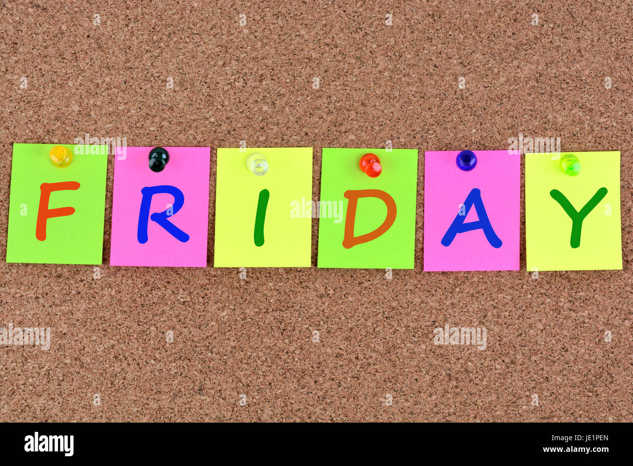 Friday word on colorful notes Stock Photo - Alamy